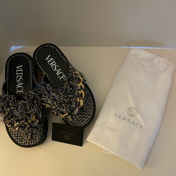 Versace | Shoes | Versace Chain Embellished Platform Sandals | Poshmark